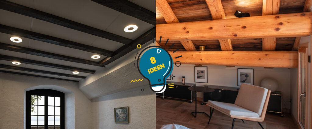 8 Ideen für die Beleuchtung einer Holzbalkendecke