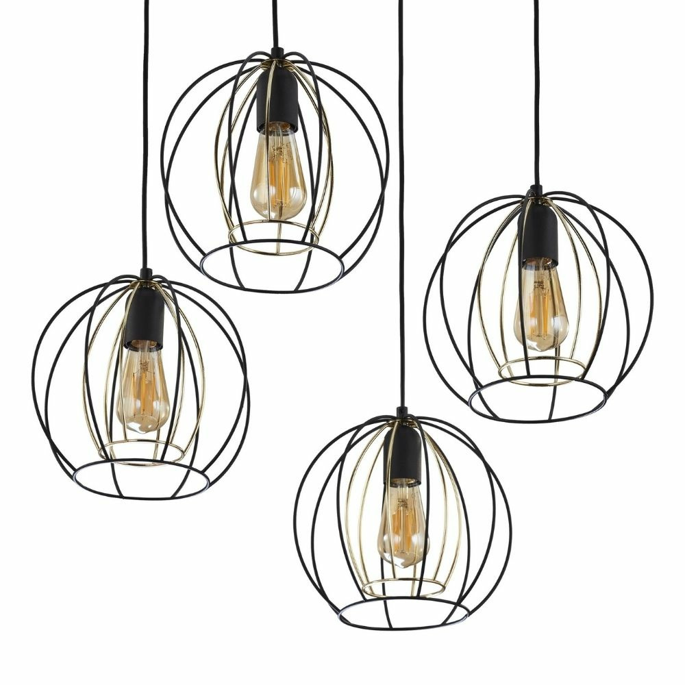 famlights Pendelleuchte Marisa in Schwarz E27 4-flammig | Lampen1a