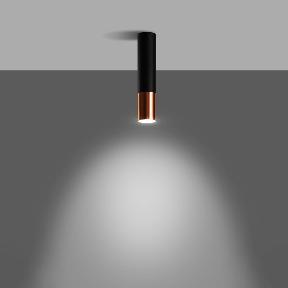 famlights Deckenspot Loys in Schwarz und Roségold GU10 | Lampen1a